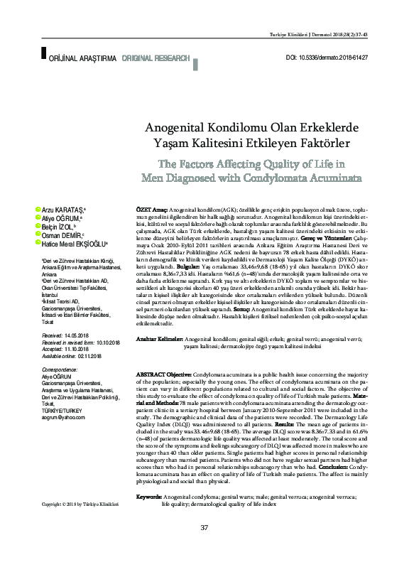 (PDF) The Factors Affecting Quality of Life in Men Diagnosed with ...