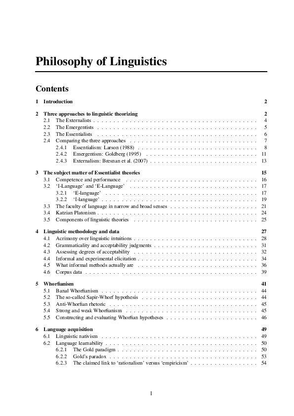 (PDF) Philosophy of Linguistics