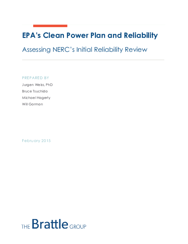 (PDF) EPA's Clean Power Plan and Reliability: Assessing NERC's Initial ...