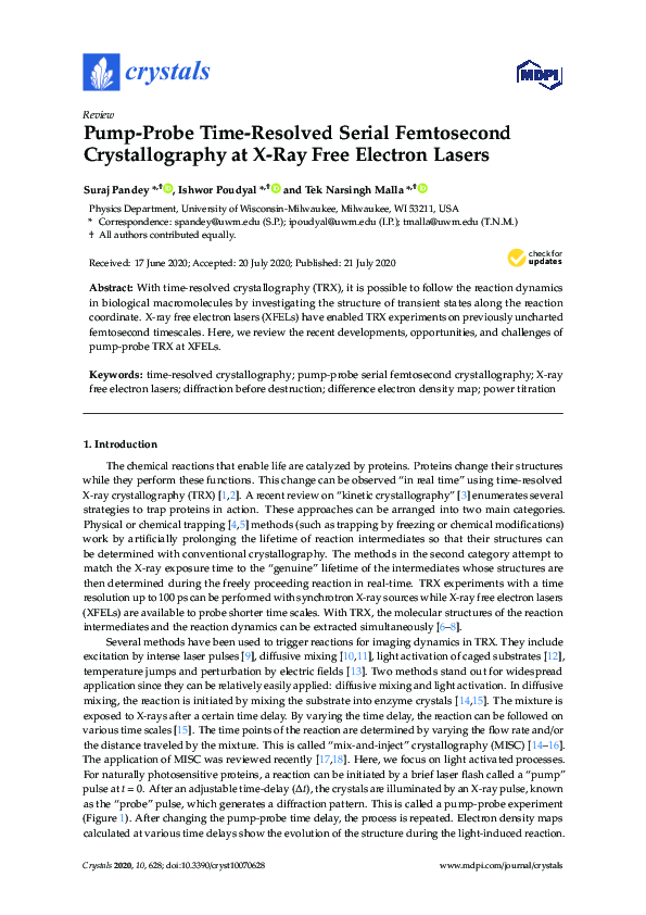 (PDF) Pump-Probe Time-Resolved Serial Femtosecond Crystallography at X ...