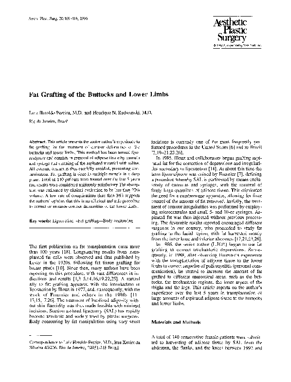 (PDF) Fat grafting of the buttocks and lower limbs