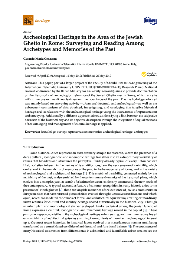 (PDF) Archeological Heritage in the Area of the Jewish Ghetto in Rome ...