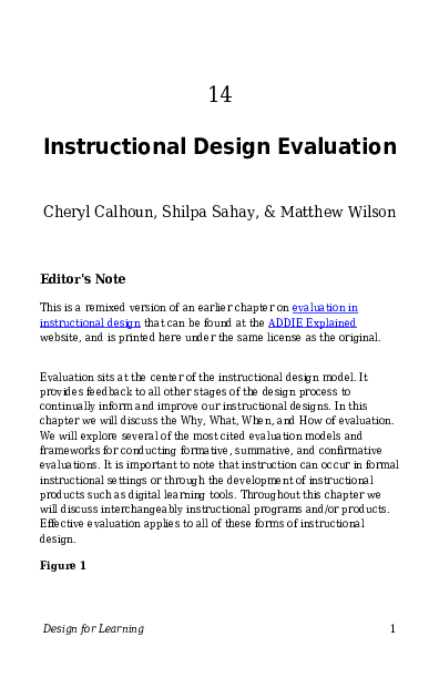 (PDF) Instructional Design Evaluation