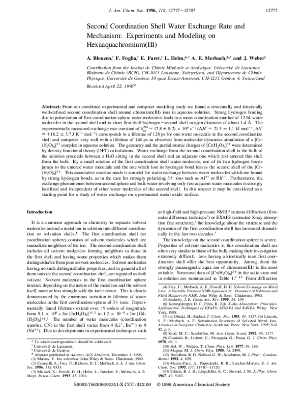 (PDF) Second coordination shell water exchange rate and mechanism ...