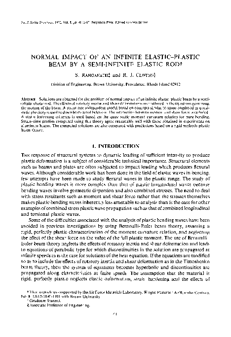 (PDF) Normal impact of an infinite elastic-plastic beam by a semi ...
