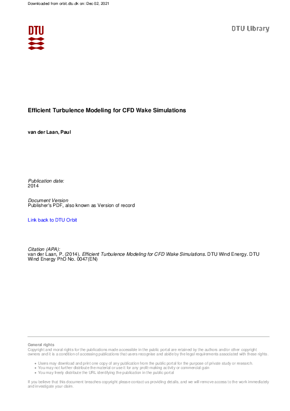 (PDF) Nonlinear Eddy Viscosity Models for Wind Turbine Wake Simulations