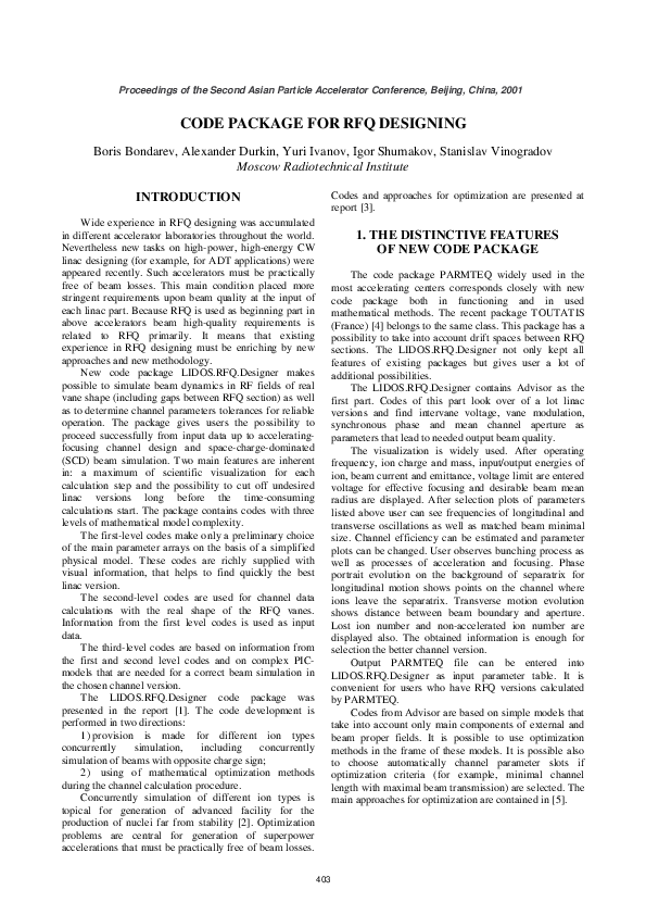 (PDF) Code Package for RFQ Designing | Alexander Durkin - Academia.edu