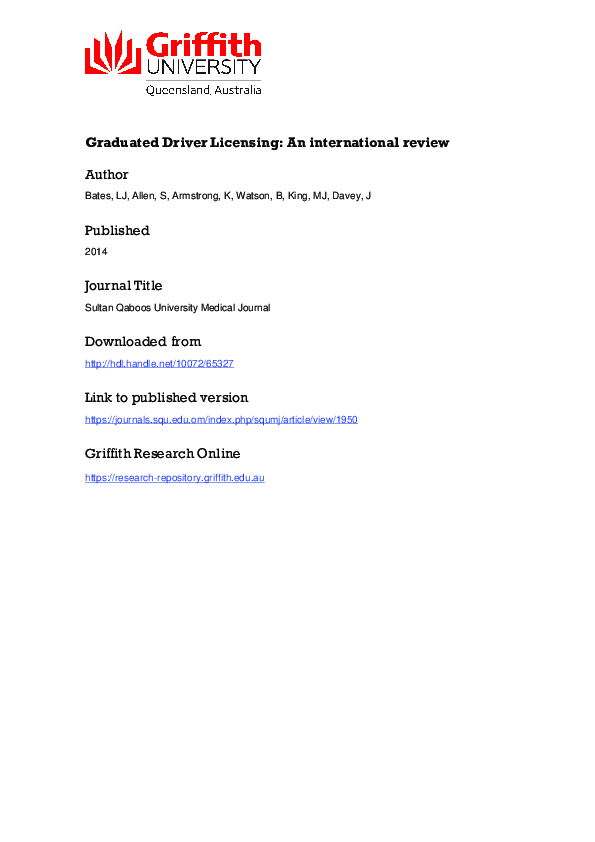 (PDF) Graduated Driver Licensing: An international review