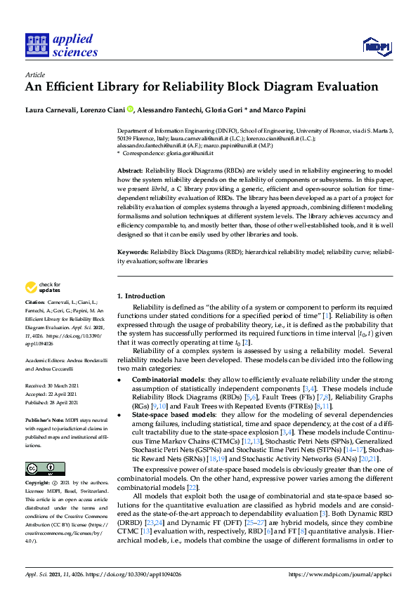(PDF) An Efficient Library for Reliability Block Diagram Evaluation