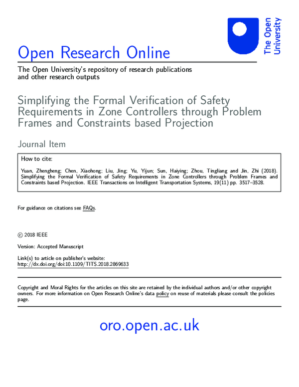 Pdf Formal Verification Of Safety Requirements On Complex Systems
