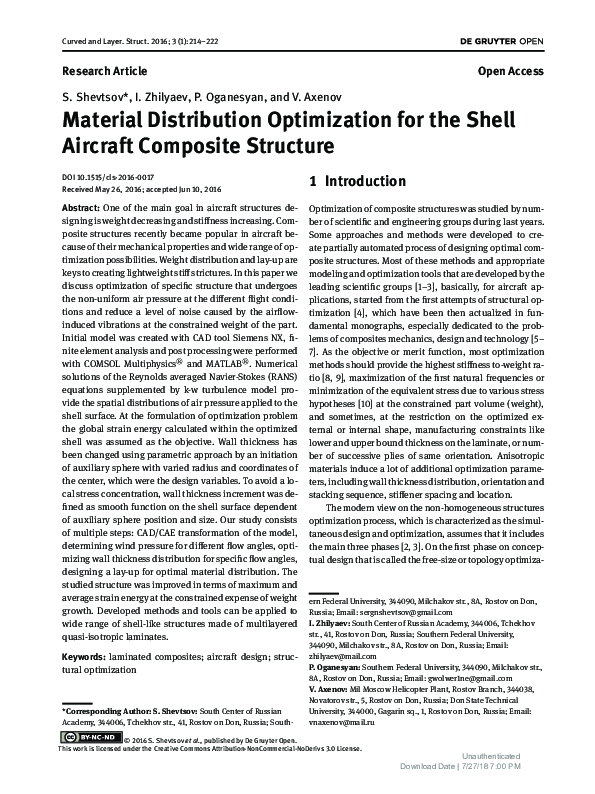 (PDF) Material Distribution Optimization for the Shell Aircraft ...