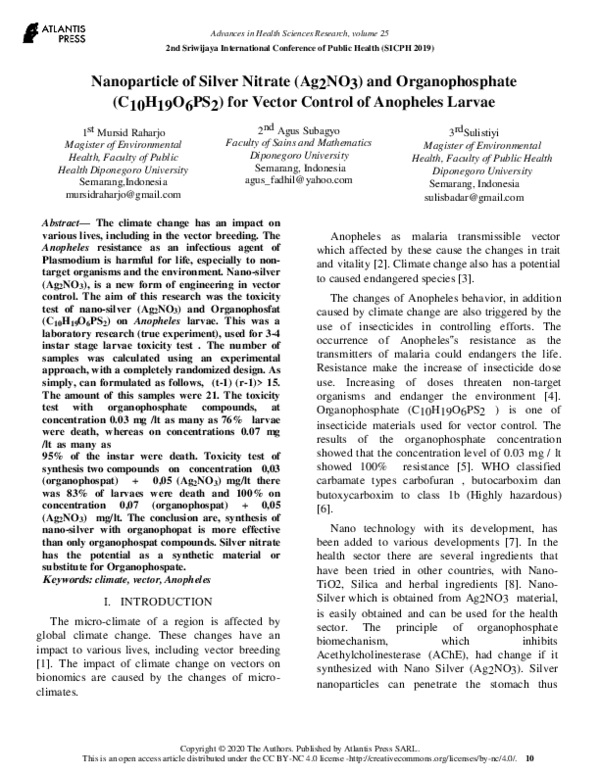 (PDF) Nanoparticle of Silver Nitrate (Ag2NO3) and Organophosphate ...