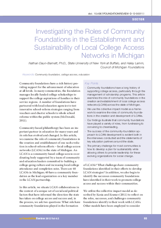 (PDF) Investigating the Roles of Community Foundations in the ...