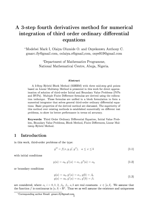 (PDF) A 3-step fourth derivatives method for numerical integration of third order ordinary ...