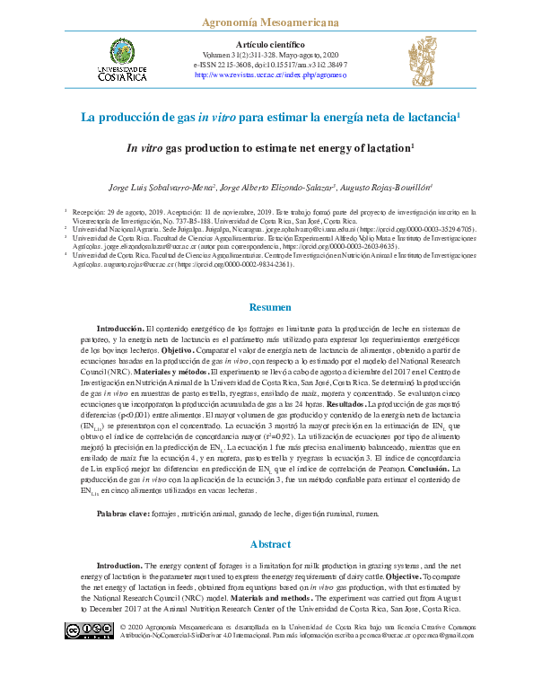 (PDF) La producción de gas in vitro para estimar la energía neta de ...
