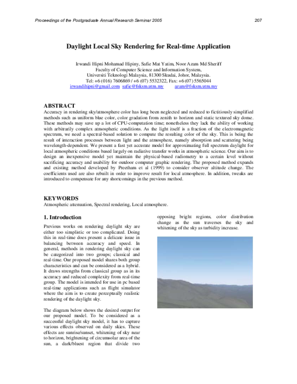 (PDF) Daylight Local Sky Rendering for Real-time Application