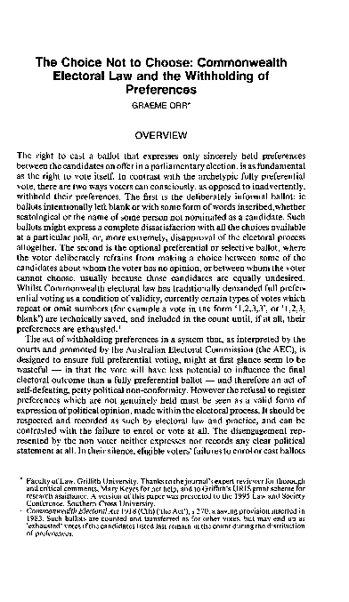 (PDF) The choice not to choose: Commonwealth electoral law and the ...