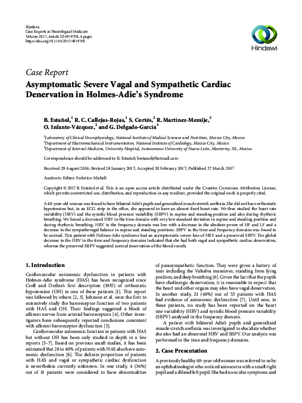 (PDF) Asymptomatic Severe Vagal and Sympathetic Cardiac Denervation in ...