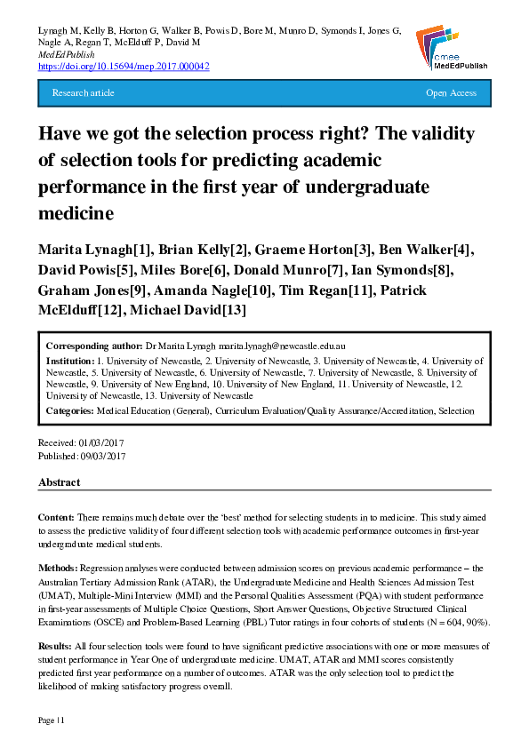 (PDF) Have we got the selection process right? The validity of ...