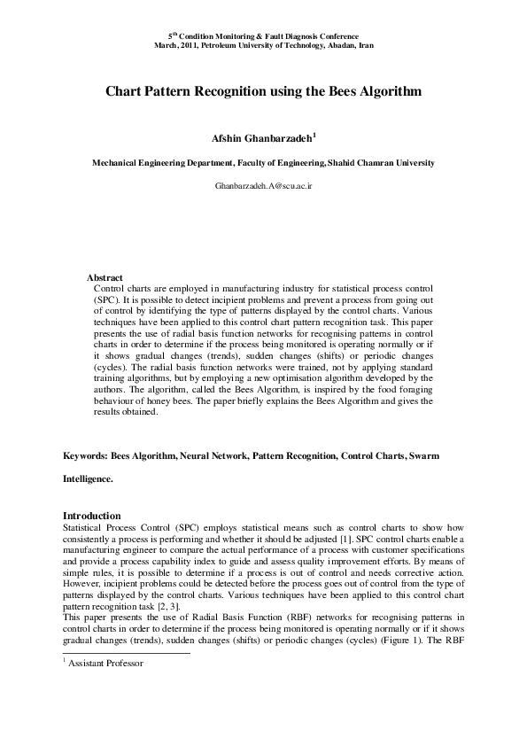 Pdf Chart Pattern Recognition Using The Bees Algorithm Afshin Ghanbarzadeh
