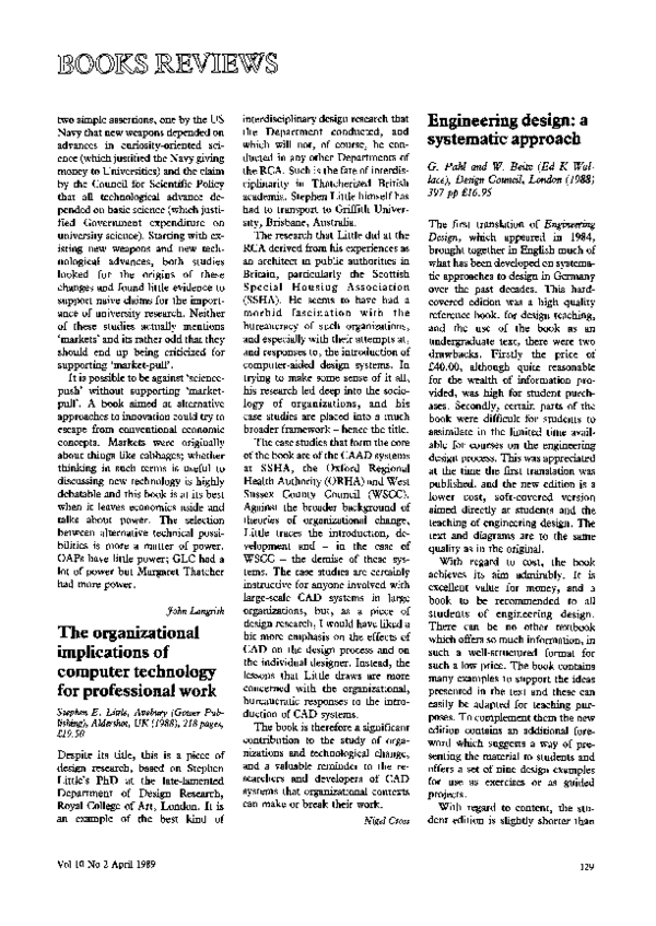 (PDF) Engineering design: a systematic approach