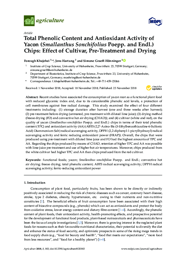 (PDF) Total phenolic content and antioxidant activity of roselle (Hibiscus sabdariffa) extracts