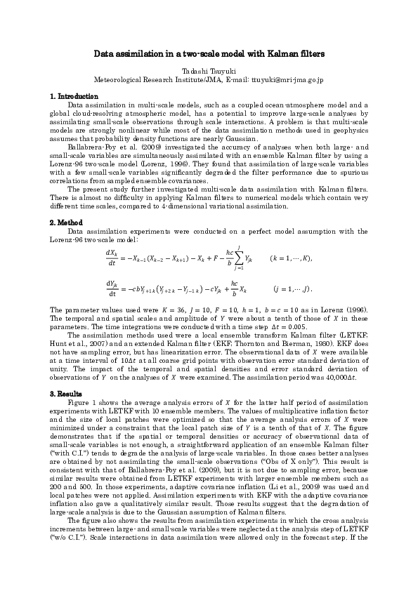 Data assimilation in a two-scale model with Kalman filters