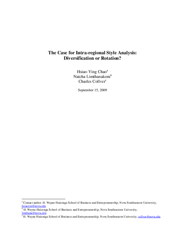 (PDF) The Case for Intra-regional Style Analysis: Diversification or ...