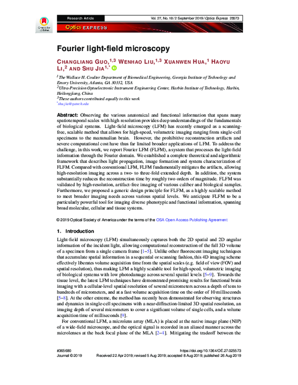 (PDF) Fourier light-field microscopy