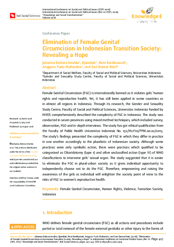 (PDF) Elimination of Female Genital Circumcision in Indonesian ...