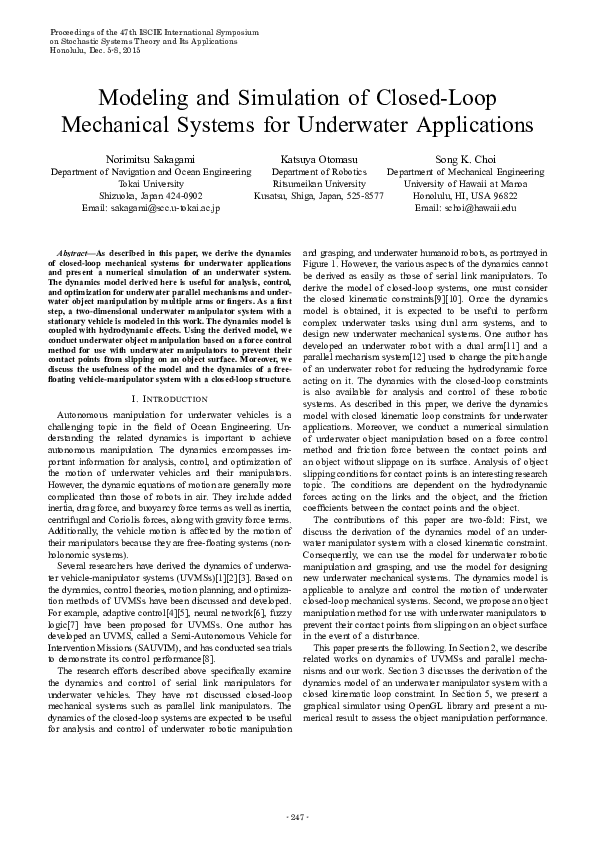 (PDF) Modeling and Simulation of Closed-Loop Mechanical Systems for ...