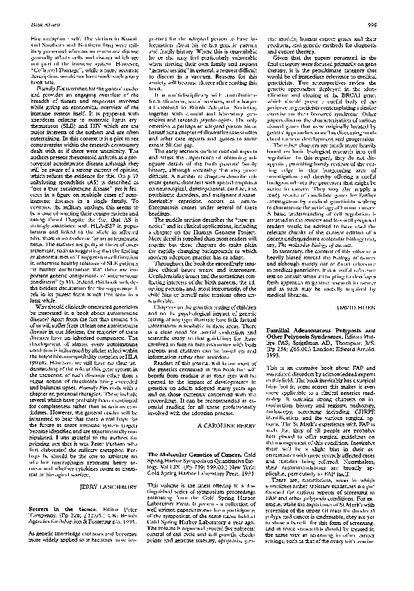 (PDF) The Molecular Genetics of Cancer