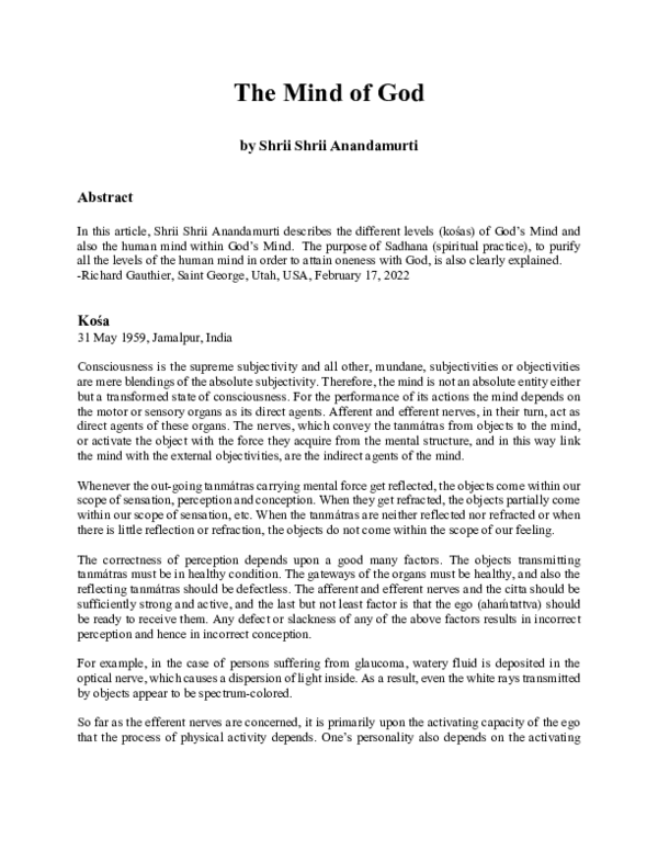 (PDF) The Mind of God