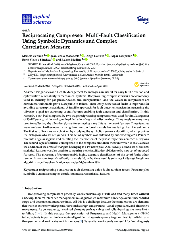(PDF) Reciprocating Compressor Multi-Fault Classification Using Symbolic Dynamics and Complex ...