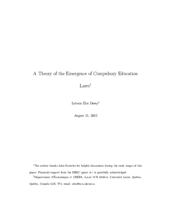 (PDF) A Theory of the Emergence of Compulsory Education Laws