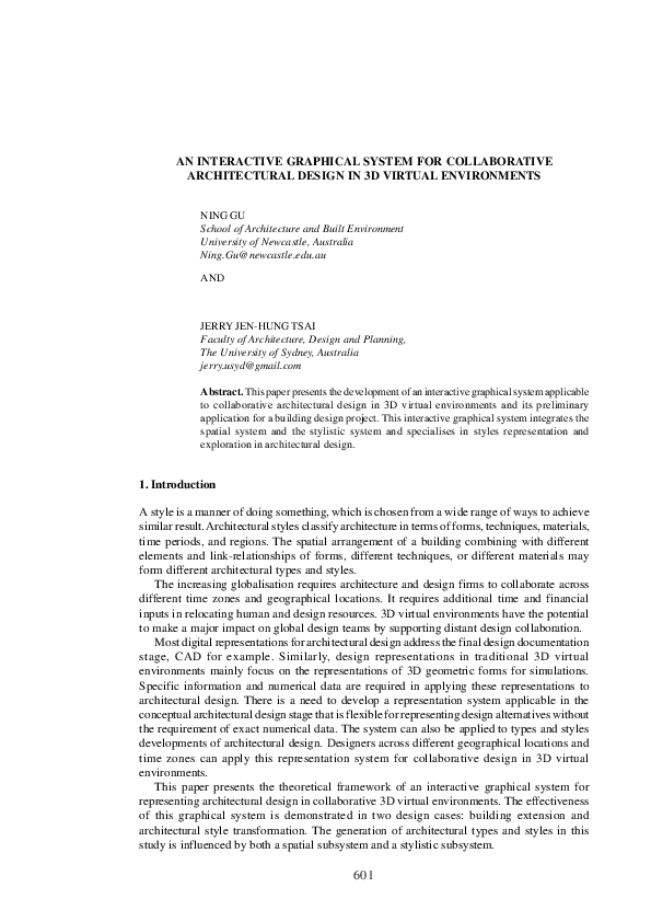 (PDF) An interactive graphical system for collaborative architectural design in 3D virtual ...