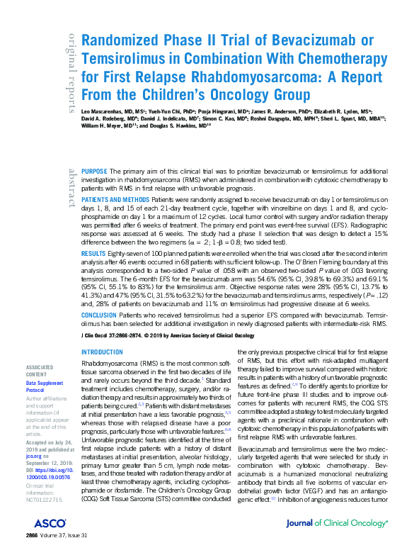 (PDF) Randomized Phase II Trial of Bevacizumab or Temsirolimus in Combination With Chemotherapy ...
