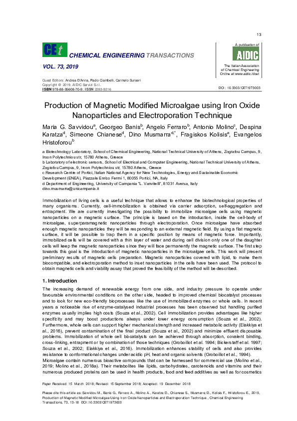(PDF) Production of Magnetic Modified Microalgae Using Iron Oxide Nanoparticles and ...