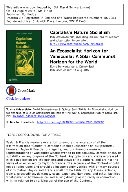(PDF) An Ecosocialist Horizon for Venezuela: A Solar Communist Horizon ...