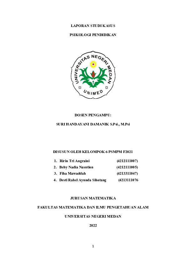 (DOC) LAPORAN STUDI KASUS PSIKOLOGI PENDIDIKAN DOSEN PENGAMPU