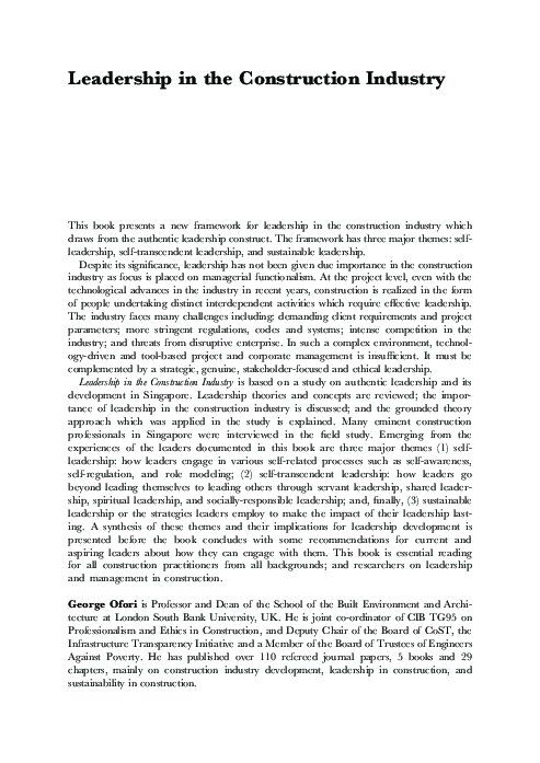 (PDF) Leadership in the Construction Industry