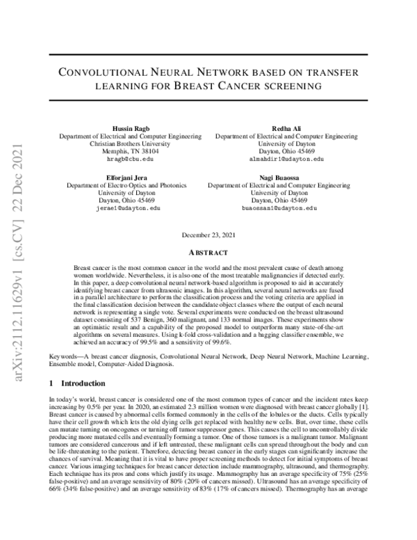 (PDF) Convolutional neural network based on transfer learning for ...