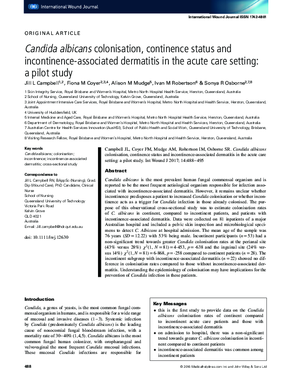 (PDF) Candida albicans colonisation, continence status and incontinence ...