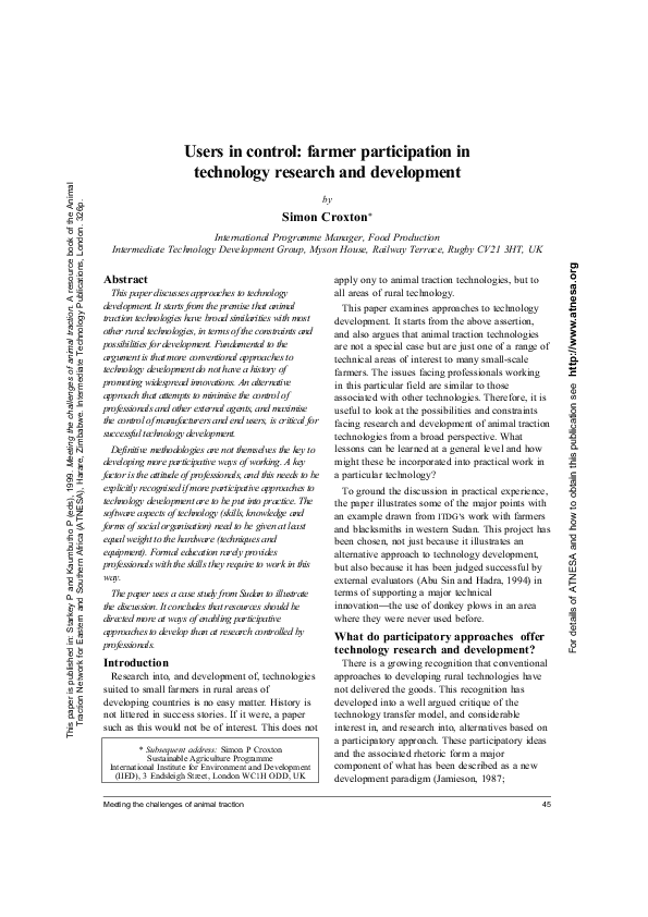 (PDF) Technology, research and development