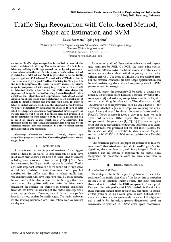 (PDF) Traffic Sign Recognition with Color-based Method, Shape-arc ...