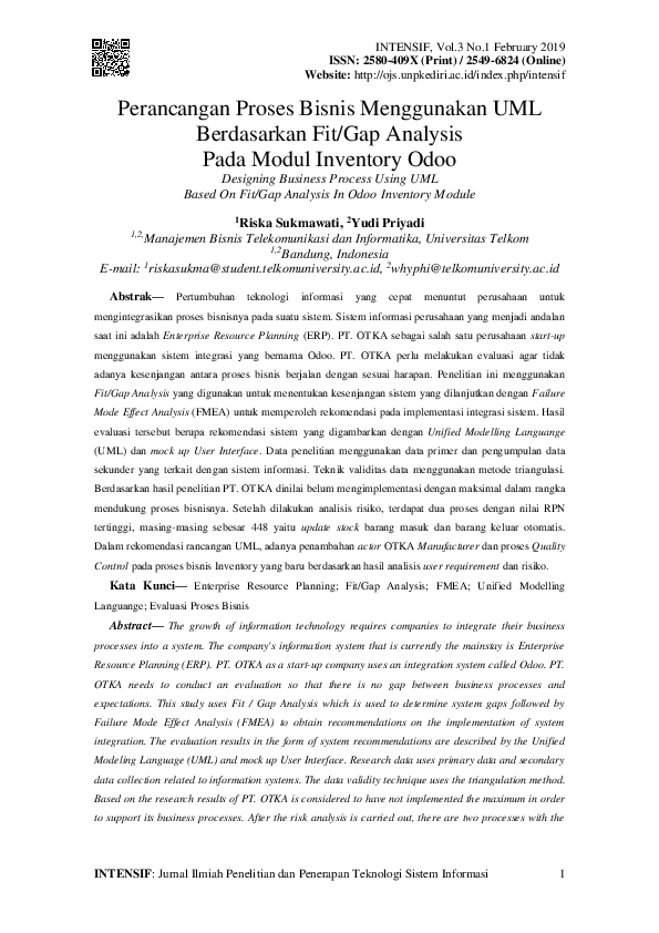 (PDF) Perancangan Proses Bisnis Menggunakan Unified Modeling Languange (UML) Berdasarkan Fit/Gap ...