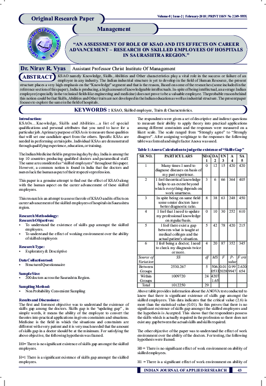 (PDF) An assessment of role of KSAO and its effects on career ...