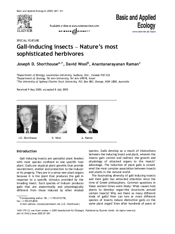 (PDF) Gall-inducing insects – Nature's most sophisticated herbivores