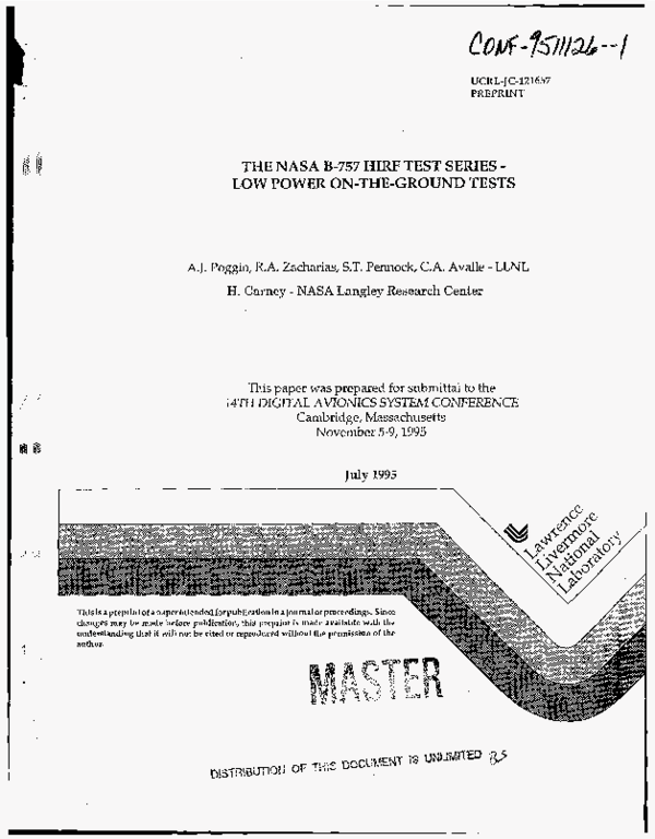 (PDF) NASA B-757 HIRF test series low power on-the-ground tests
