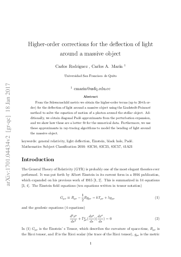 (PDF) Higher-order corrections for the deflection of light around a ...